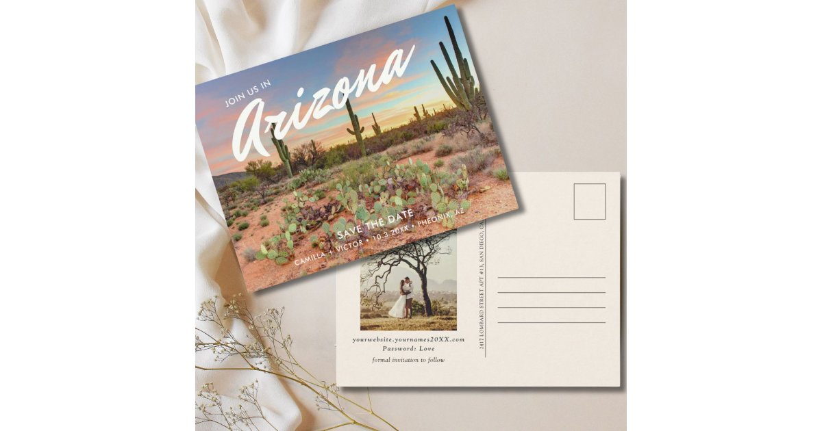 Arizona Wedding Save the Date Postcard | Zazzle