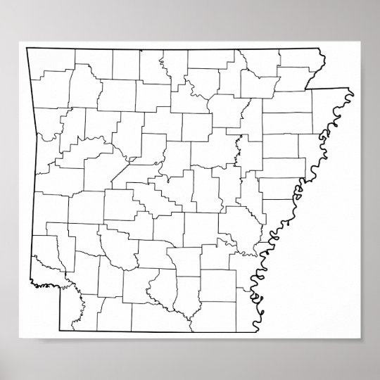 Arkansas Counties Blank Outline Map Poster | Zazzle.com