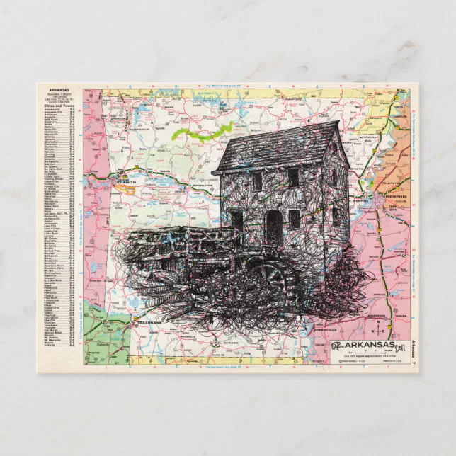 Arkansas Map Art Postcard | Zazzle