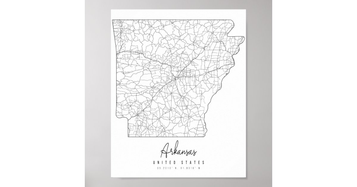 Arkansas Minimal Street Map Poster | Zazzle