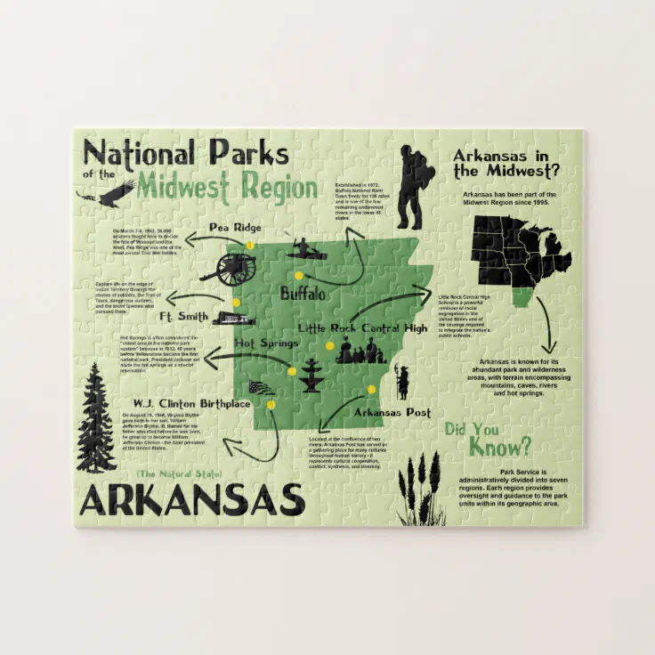 Arkansas National Parks Infographic Map Jigsaw Puzzle | Zazzle