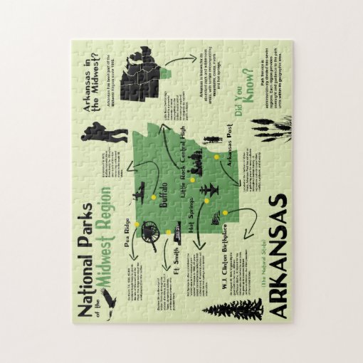 Arkansas National Parks Infographic Map Jigsaw Puzzle | Zazzle