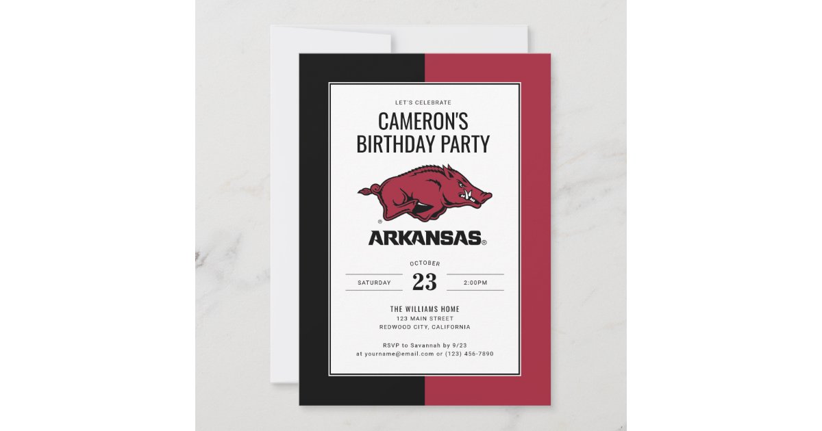 Arkansas Razorbacks Birthday Invitation | Zazzle