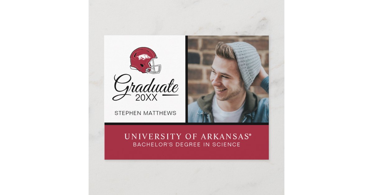 Arkansas Razorbacks Football Helmet Announcement Postcard | Zazzle