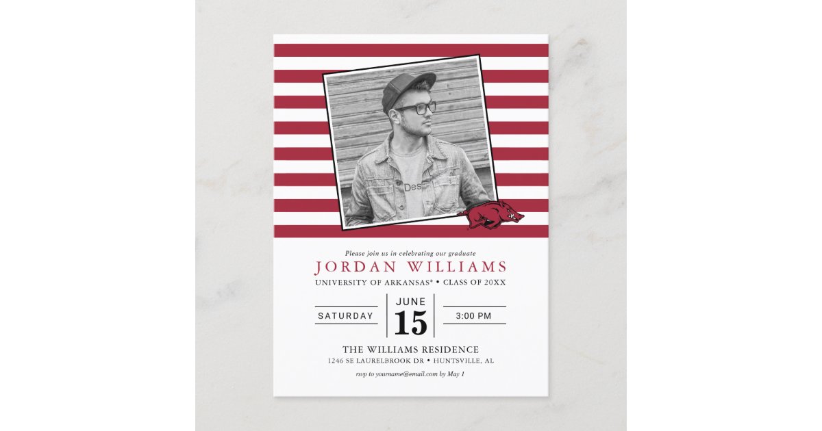 Arkansas Razorbacks Graduate Announcement Postcard | Zazzle