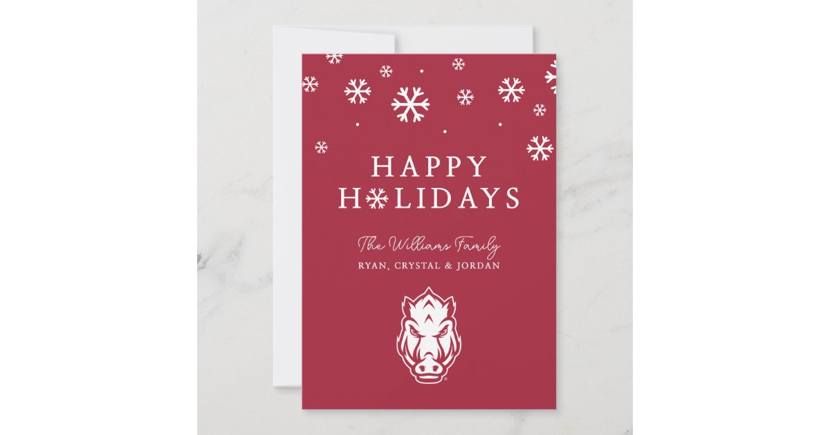 Arkansas Razorbacks Mascot Logo Holiday Card | Zazzle