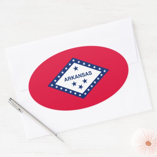 Arkansas State Flag Design Oval Sticker | Zazzle