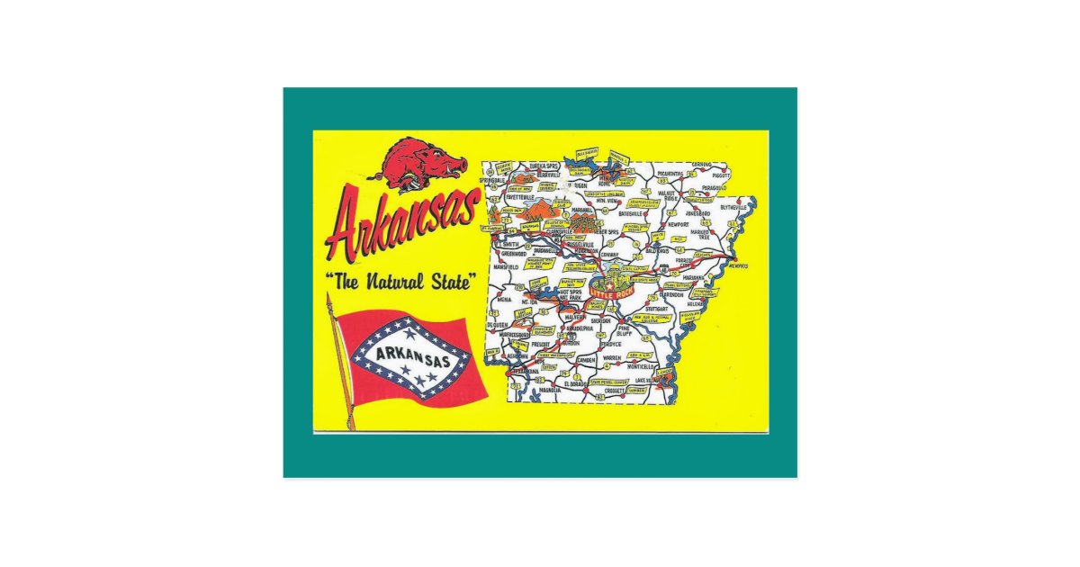 Arkansas State Map Postcard | Zazzle.com