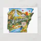 Arkansas USA State Shaped Vintage Watercolor Postcard | Zazzle