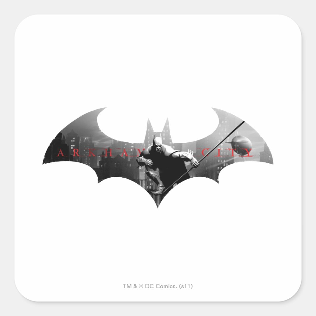 Arkham City Bat Symbol Square Sticker | Zazzle