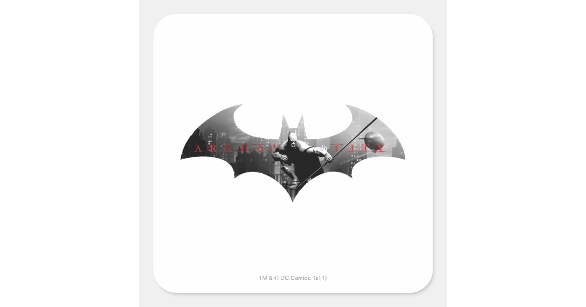 Arkham City Bat Symbol Square Sticker | Zazzle
