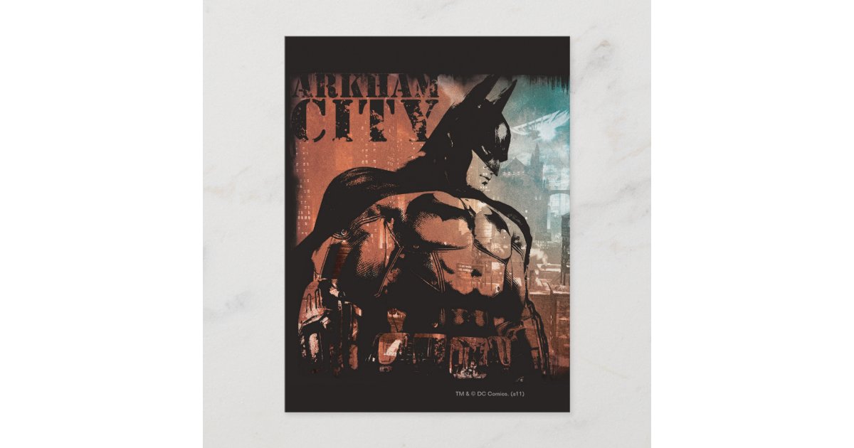 Arkham City Batman mixed media Postcard | Zazzle