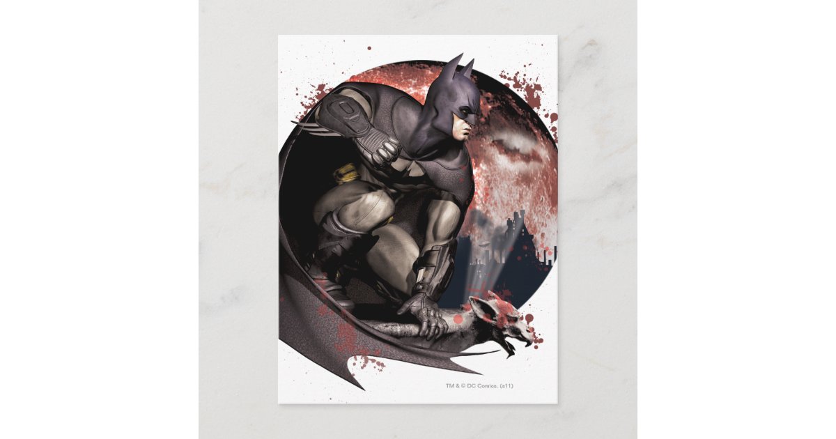 Arkham City Batman Moon Postcard | Zazzle
