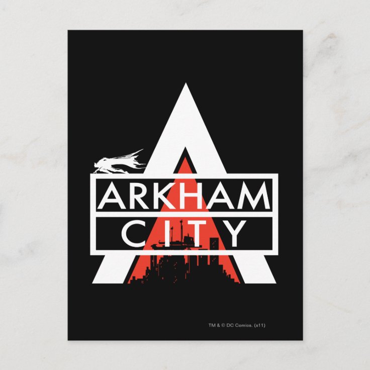 Arkham City Logo White Postcard | Zazzle