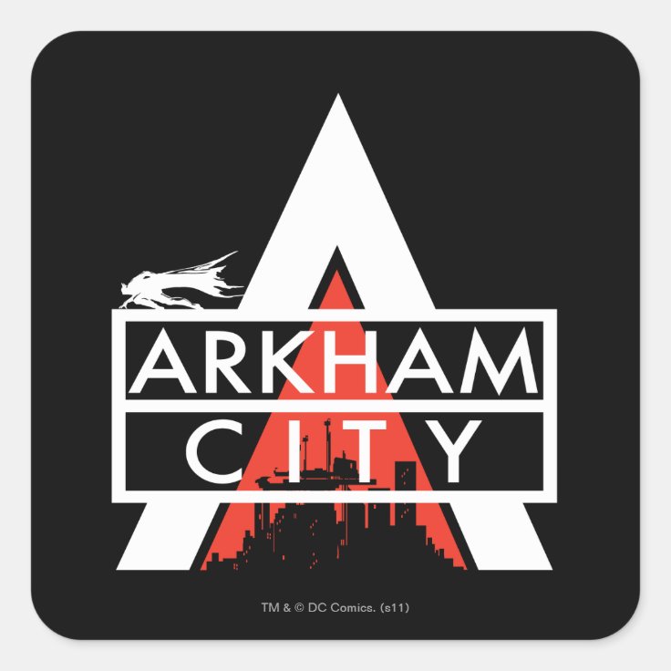 Arkham City Logo White Square Sticker | Zazzle