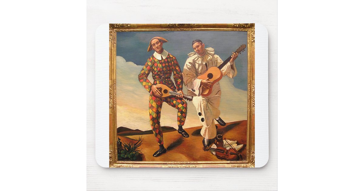 Arlequin et Pierrot Mouse Pad | Zazzle