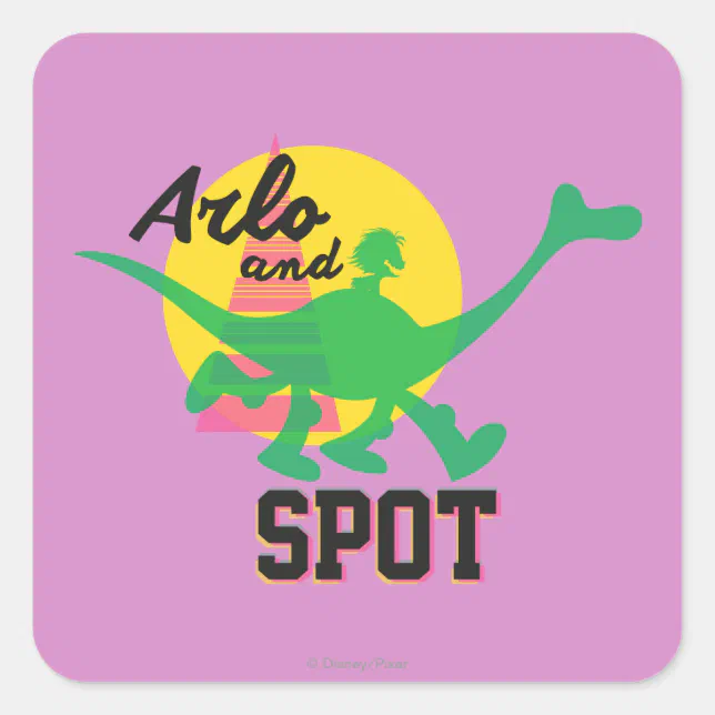 Arlo And Spot Sunset Square Sticker | Zazzle