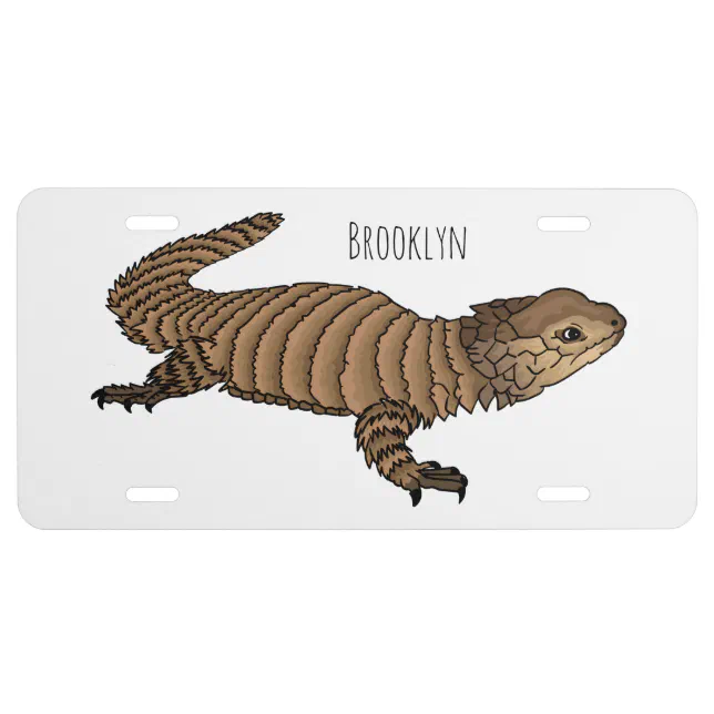 Armadillo girdled lizard cartoon illustration license plate | Zazzle