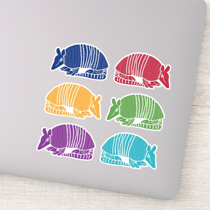 Armadillo Sticker Sheet 6 Colorful Armadillos | Zazzle