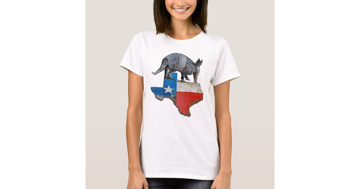 Armadillo Texas State Flag Map T-Shirt | Zazzle