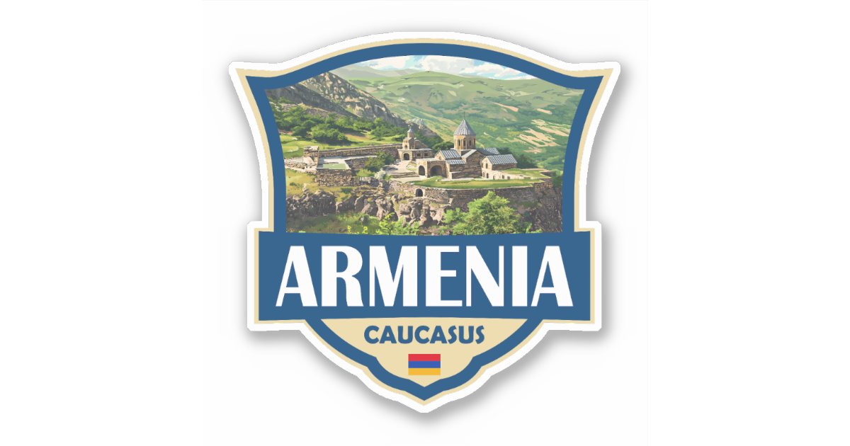 Armenia Illustration Retro Badge Sticker | Zazzle