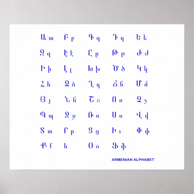 Armenian alphabet poster | Zazzle