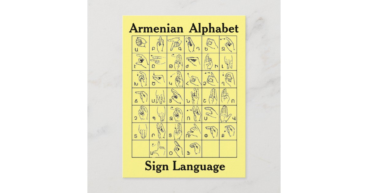 Armenian Alphabet Sign Language Postcard | Zazzle