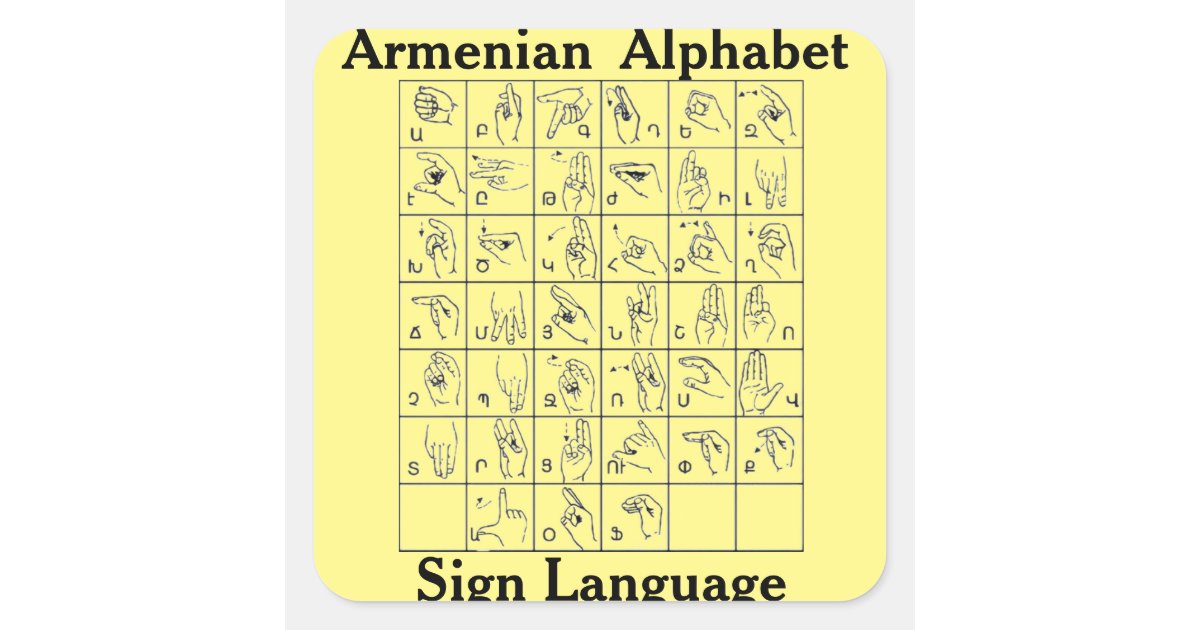 Armenian Alphabet Sign Language Sticker | Zazzle