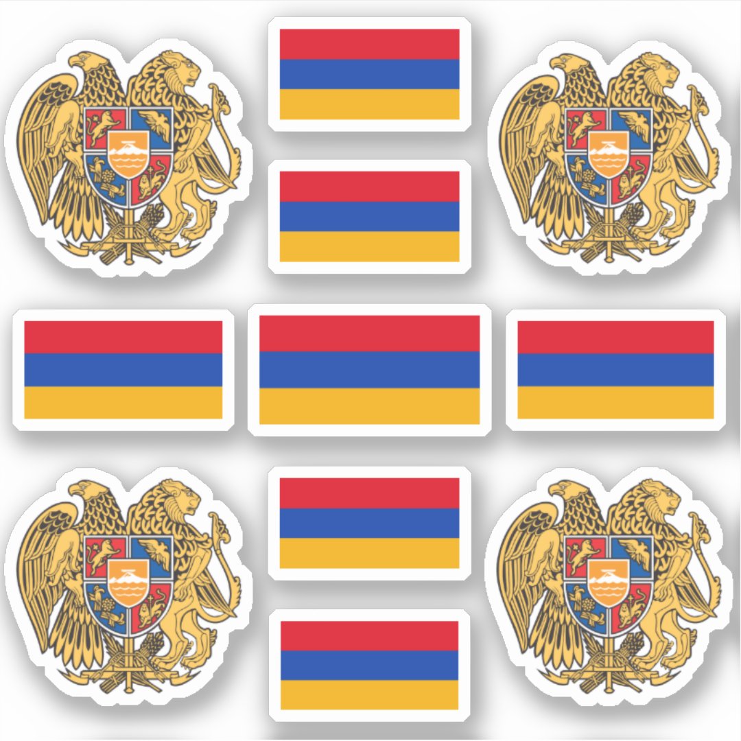 Armenian national symbols /Coat of arms and flag Sticker | Zazzle