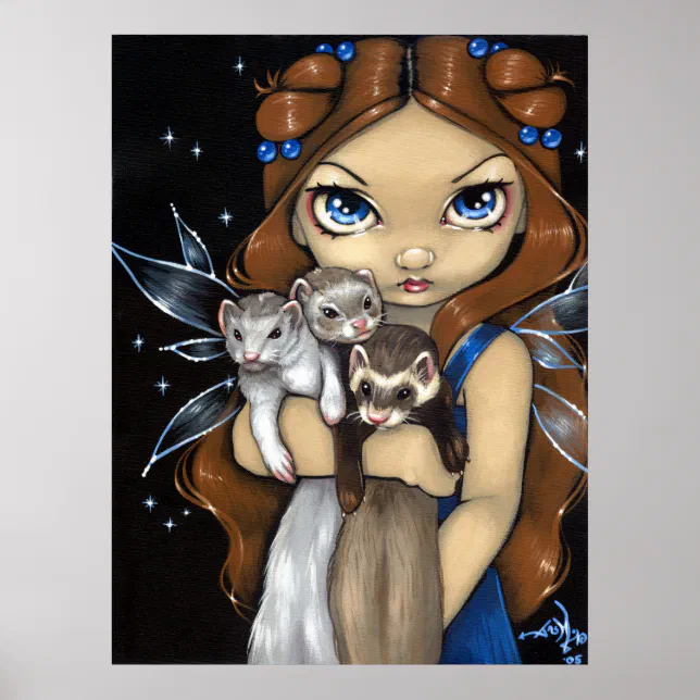 Armful of Ferrets ART PRINT fairy fantasy ferret | Zazzle