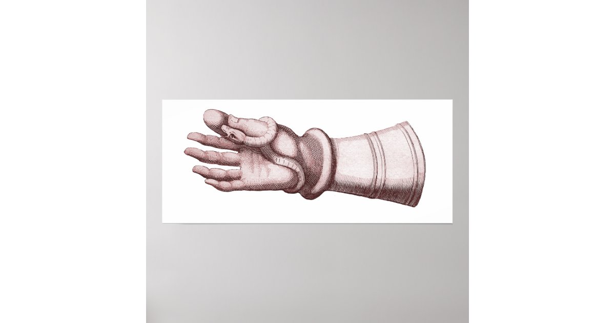 Armour Gauntlet Holding a Snake Unique Old Image Poster | Zazzle
