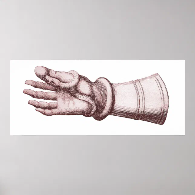Armour Gauntlet Holding a Snake Unique Old Image Poster | Zazzle