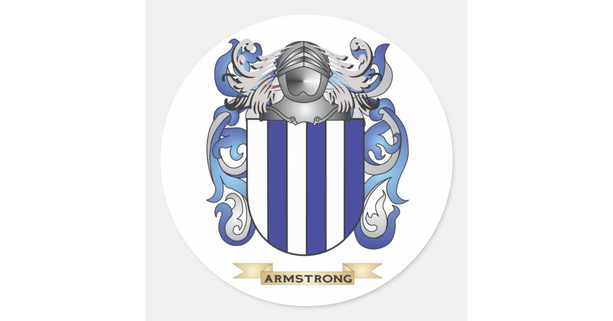 Armstrong Coat of Arms (Family Crest) Classic Round Sticker | Zazzle