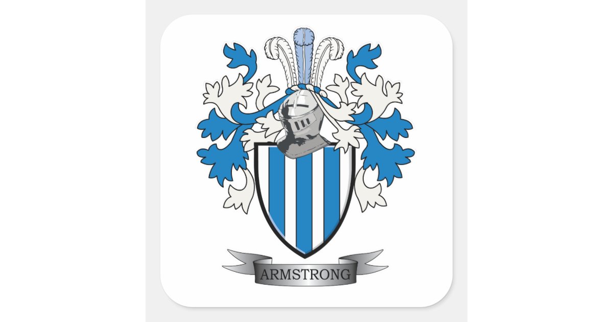 Armstrong Family Crest Coat of Arms Square Sticker | Zazzle