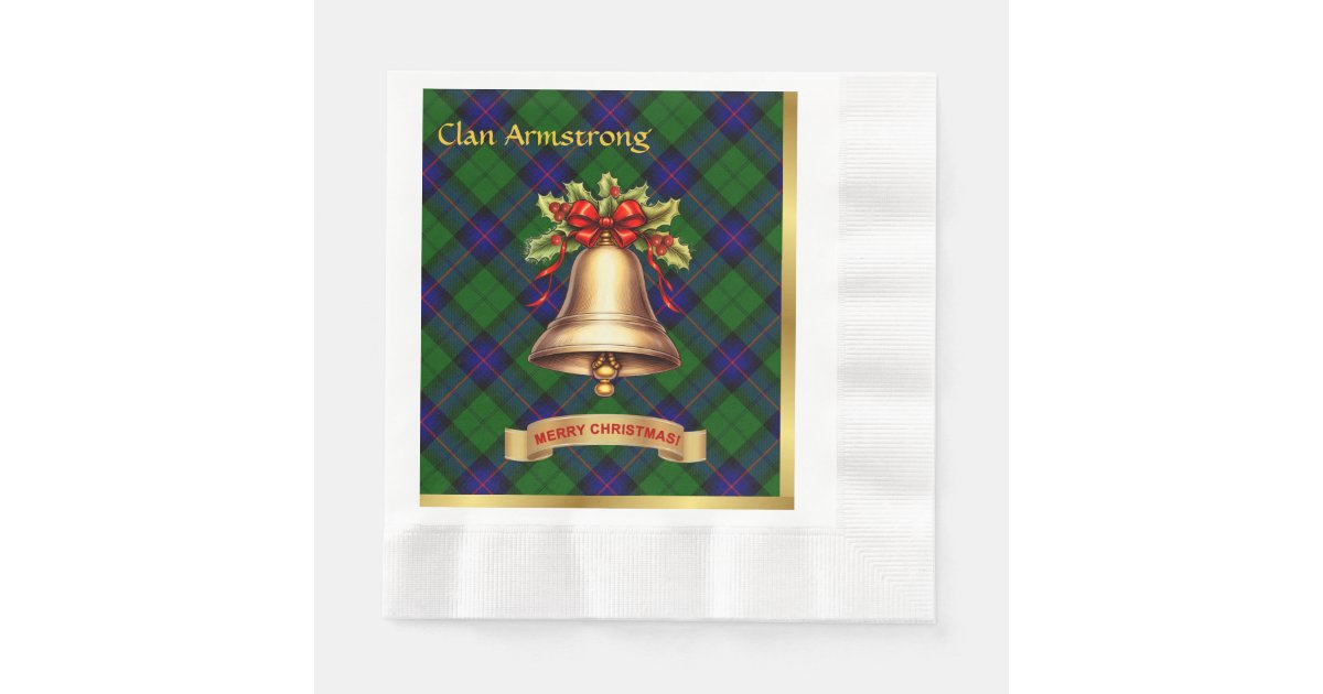 Armstrong Personalized Tartan Christmas Napkins | Zazzle