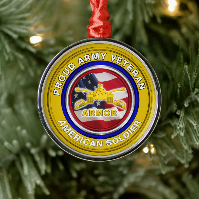 Army Armor Veteran Christmas Metal Ornament | Zazzle