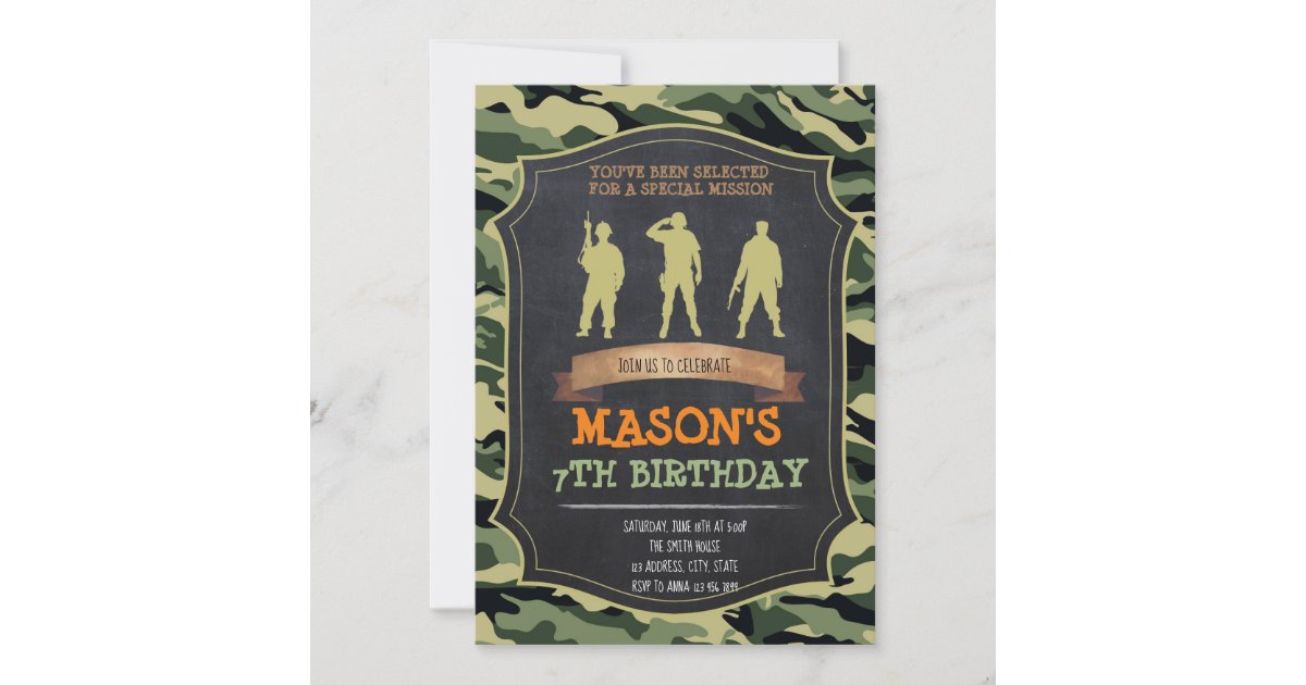 Army birthday party invitation | Zazzle