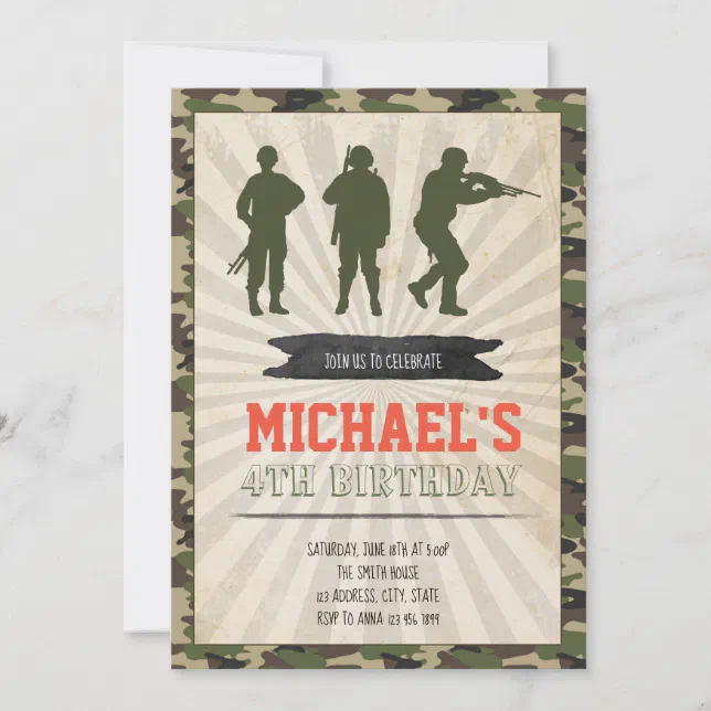 Army birthday party invitation | Zazzle