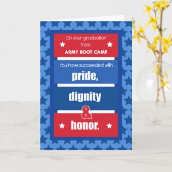 Army Boot Camp Graduation Congratulations Red, Whi Card | Zazzle