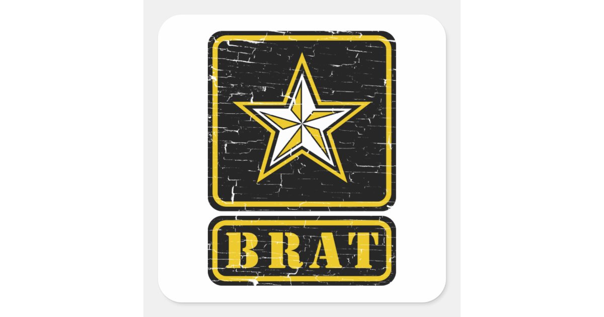 Army Brat with Star (weathered) Square Sticker | Zazzle