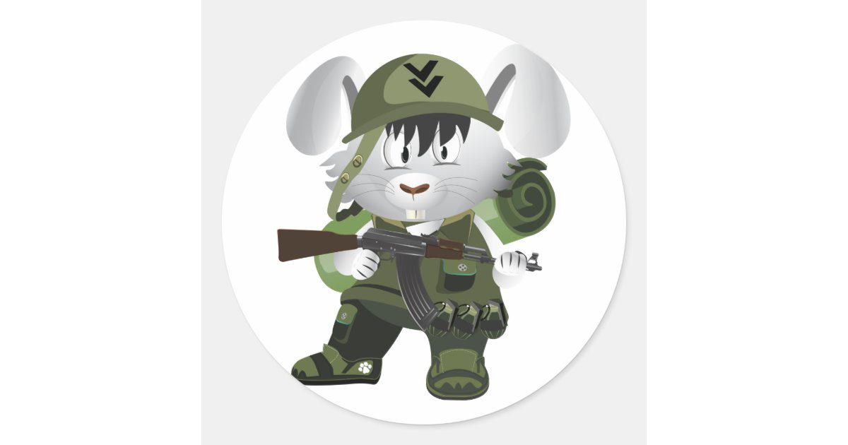 Army Bunny Classic Round Sticker | Zazzle