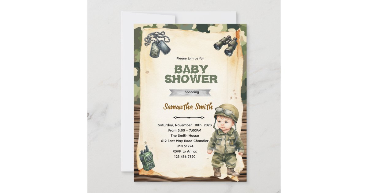 Army Camo Baby Shower Invitation | Zazzle