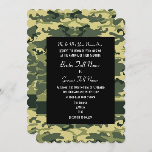 Army camo redneck wedding invitation | Zazzle