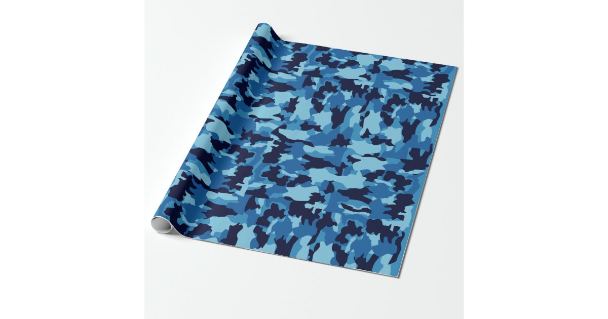 Army camouflage Blue pattern Wrapping Paper | Zazzle