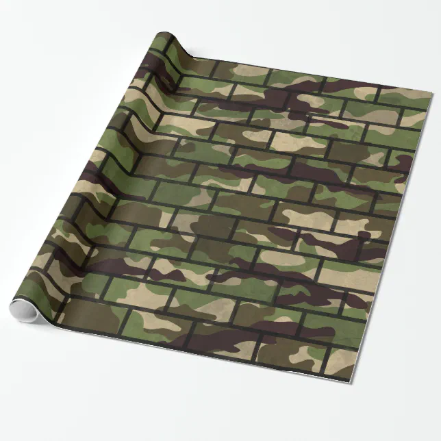 Army Camouflage Brick Wall Wrapping Paper | Zazzle