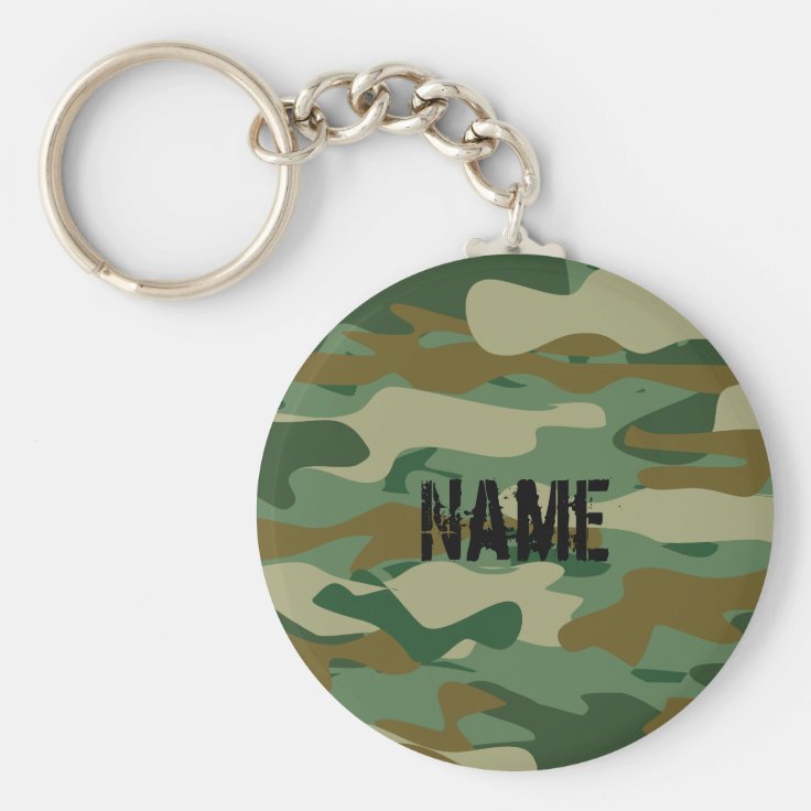 Army camouflage keychain | Hunter green pattern | Zazzle