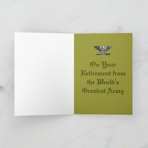 Army Colonel Retirement Card | Zazzle