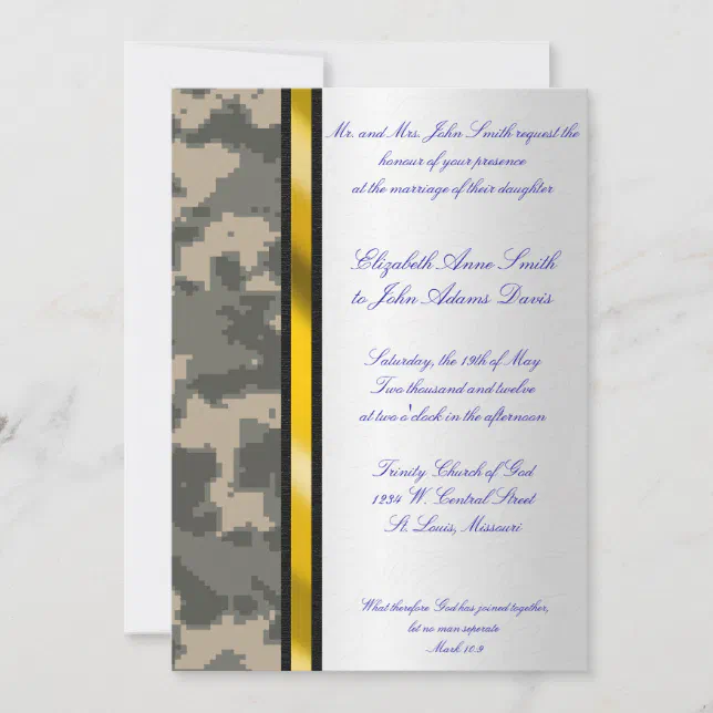 Army Digital Camouflage Wedding Invitation | Zazzle