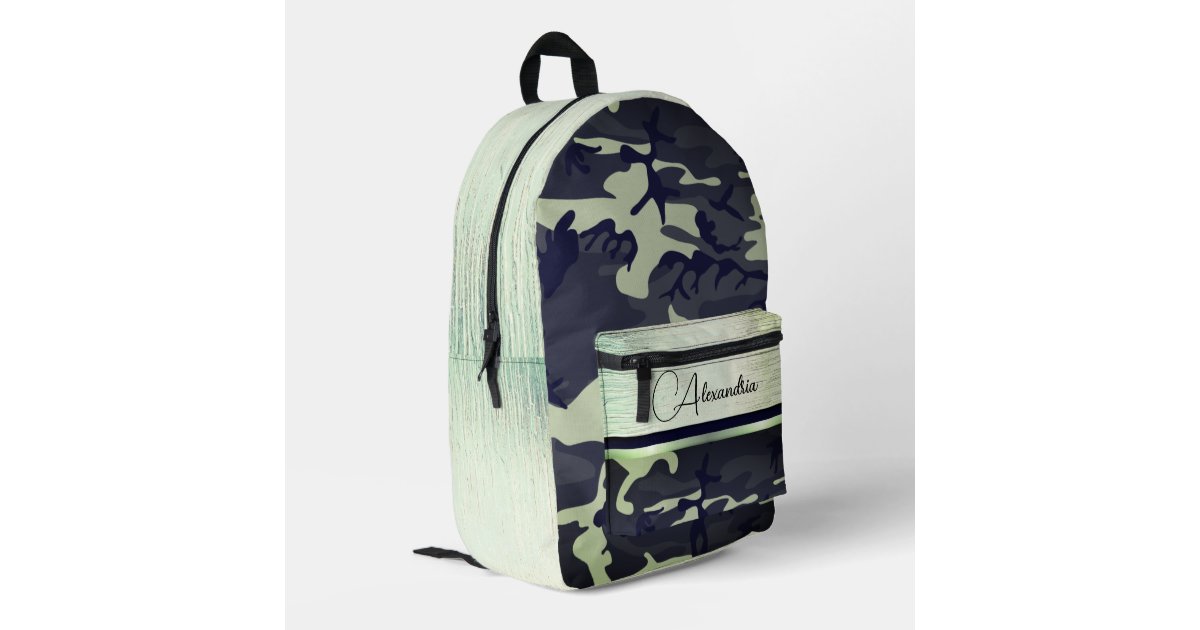 Army Green Camo Shimmery Chic Personalized Printed Backpack | Zazzle
