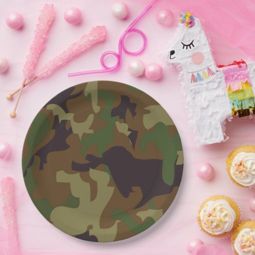 Army Green Camouflage Paper Plates | Zazzle